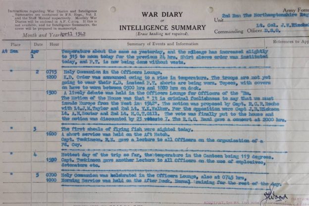 WW2 War Diary Example - Researching the Lives and Records of WW2 Soldiers
